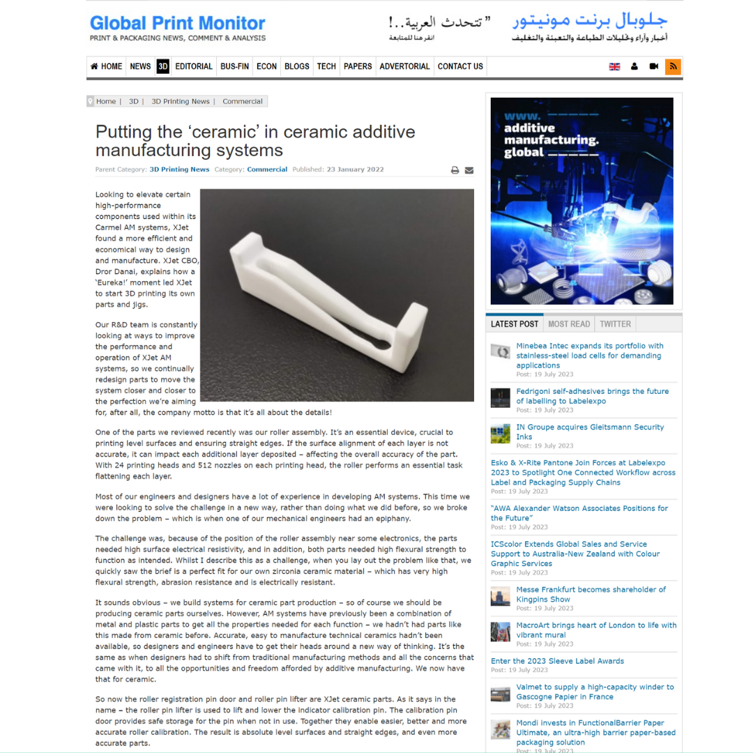 Putting the ‘ceramic’ in ceramic additive manufacturing systems - XJET